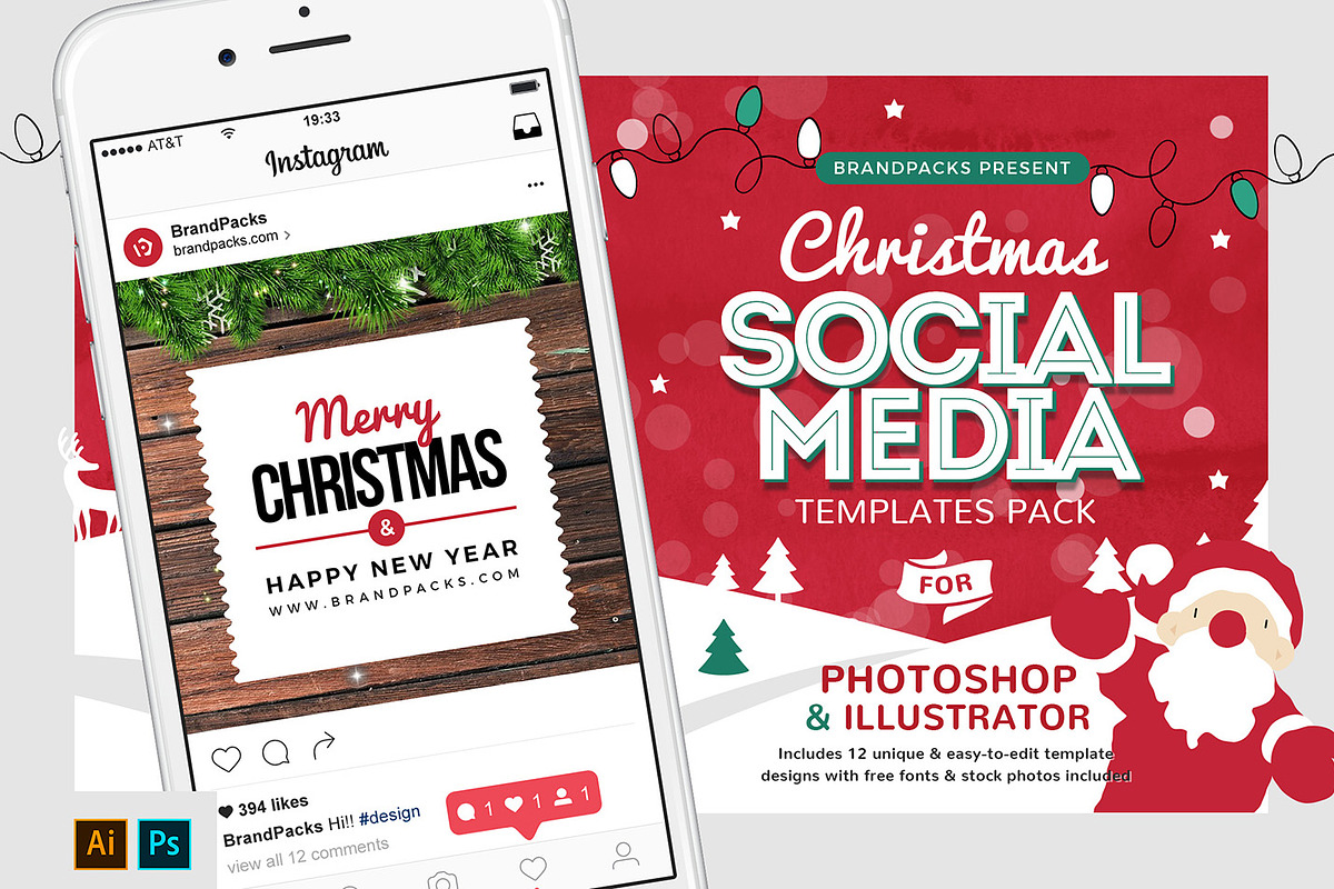 Christmas Social Media Templates, a Social Media Template by BrandPacks