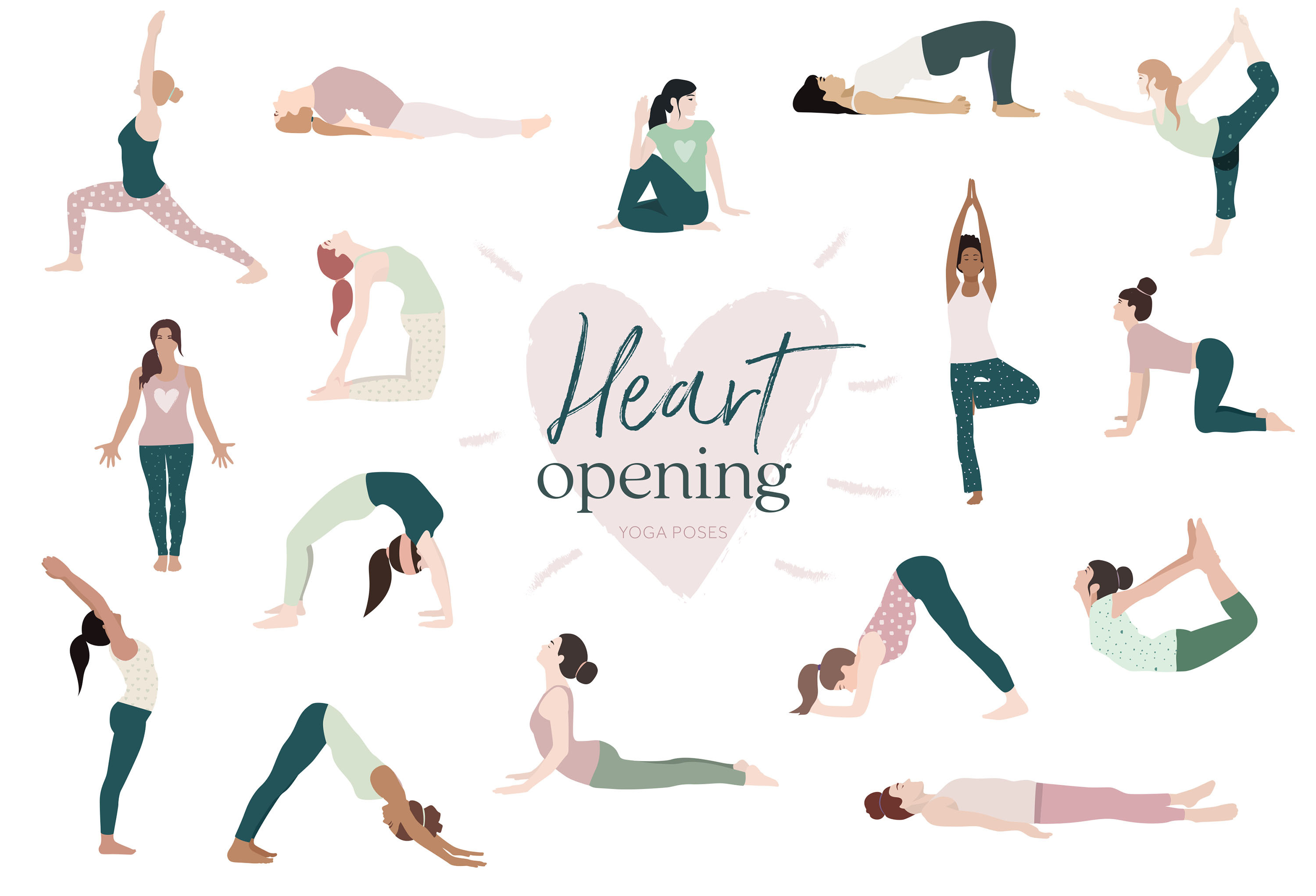 Heart opening yoga poses, an Illustration by Sunnyfields