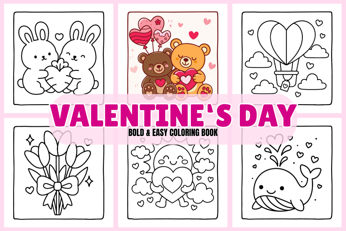 Valentine's Day Coloring Pages, a Seasonal Illustration by Daisy Doodle