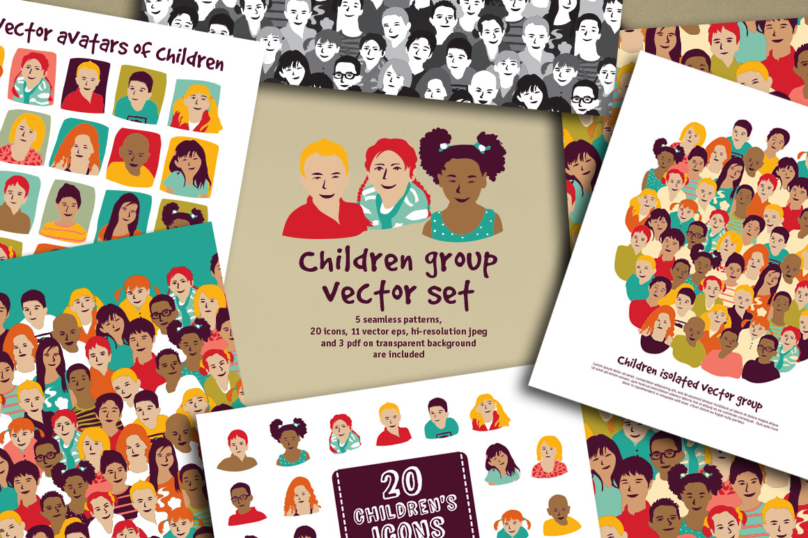 Children group vector set, an Education Illustration by Crowhouse