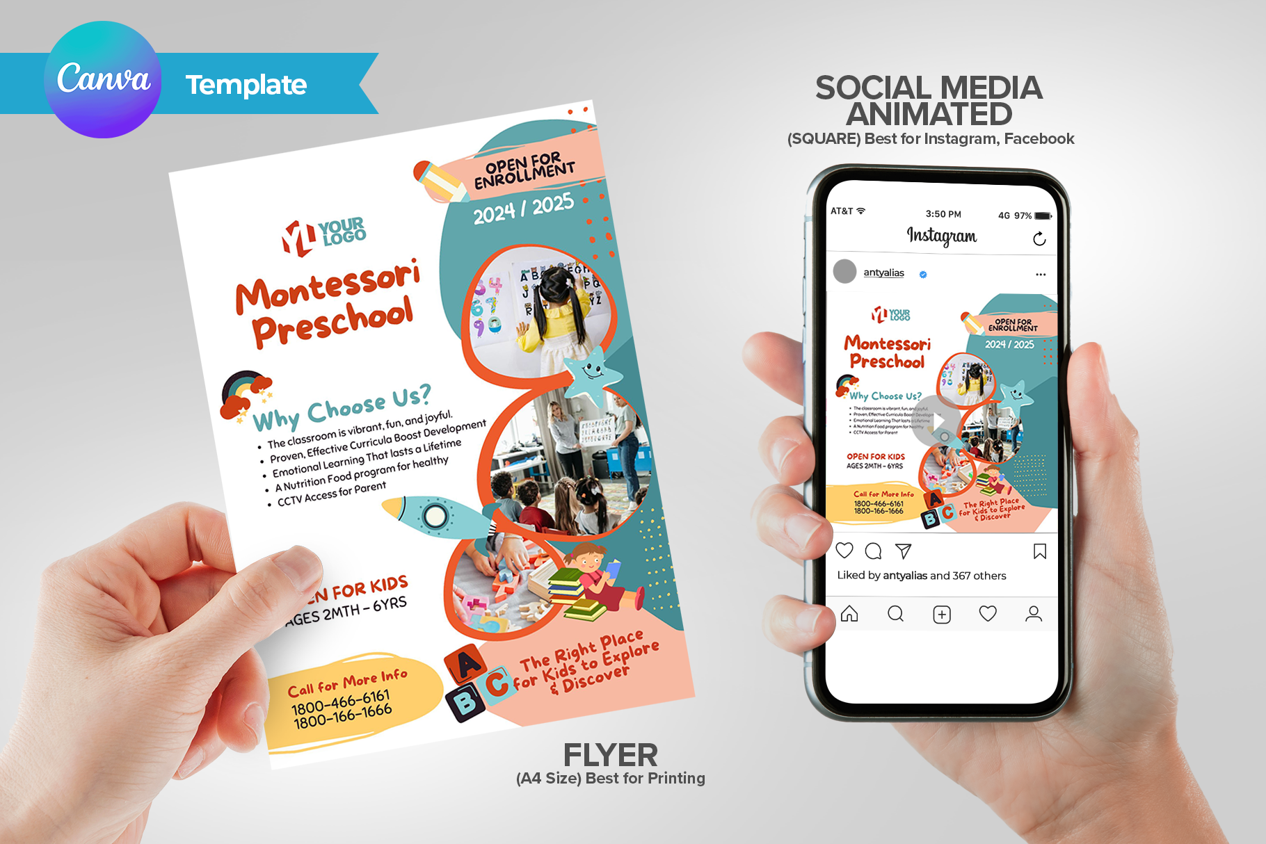 Montessori Preschool Canva Template