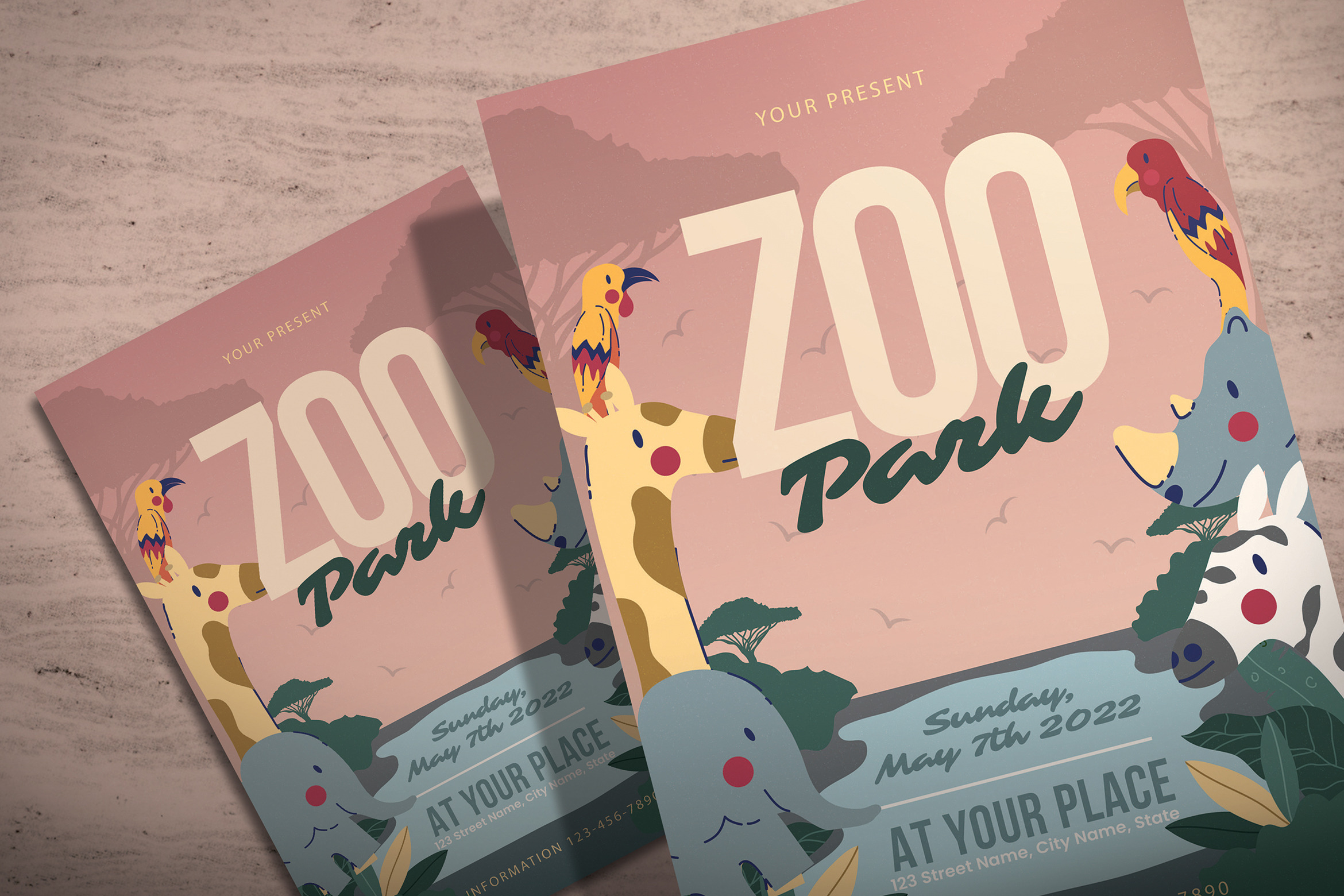 Zoo Park - Illustration Flyer, a Flyer Template by SlideFactory