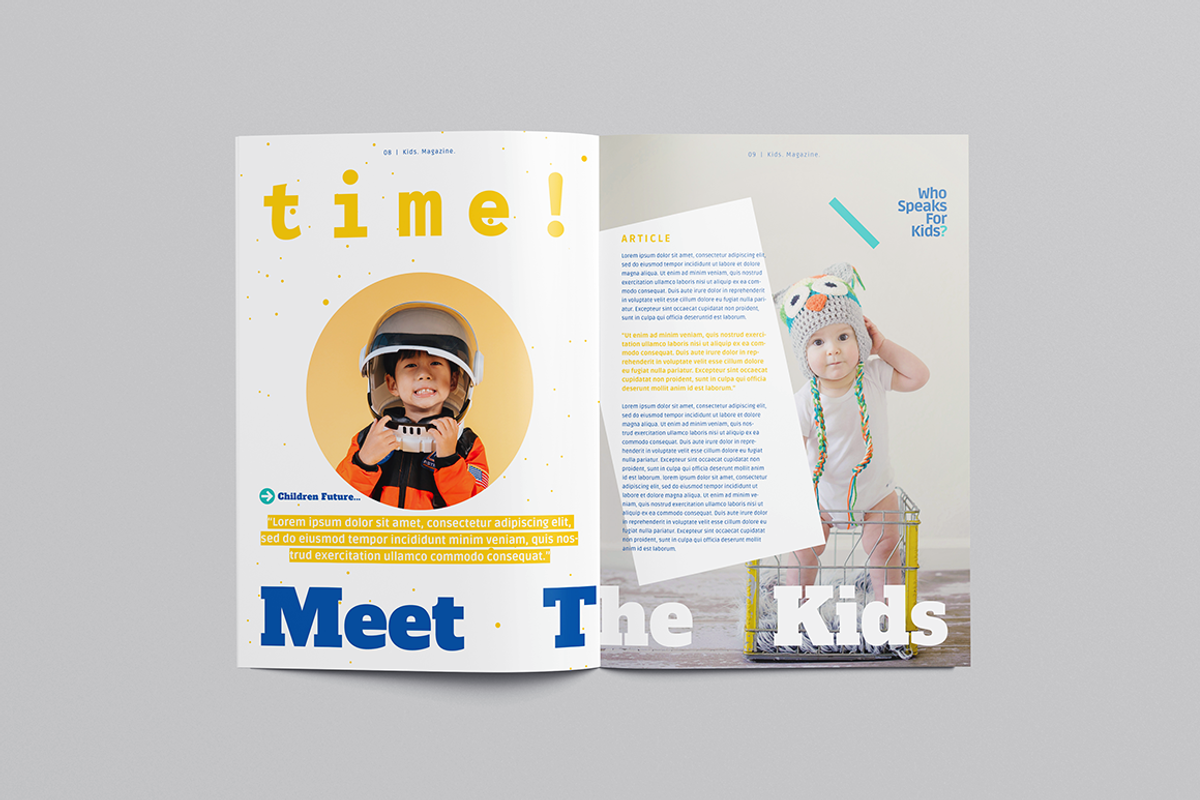 Kids Magazine Template, a Magazine Template by Designsoul14