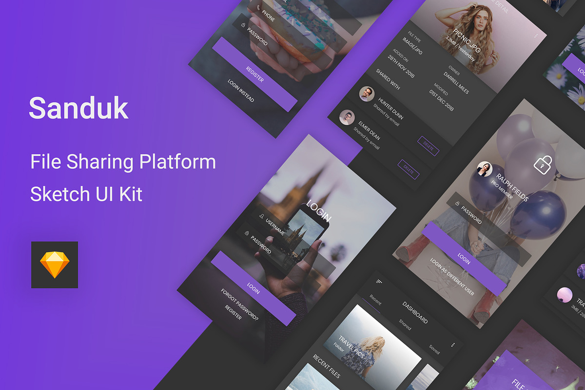 File Sharing Platform Sketch UI Kit, an UI Kit Template by themelove ...
