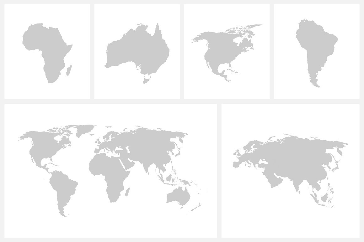 Vector world map + continents hdrawn, an Education Illustration by ...