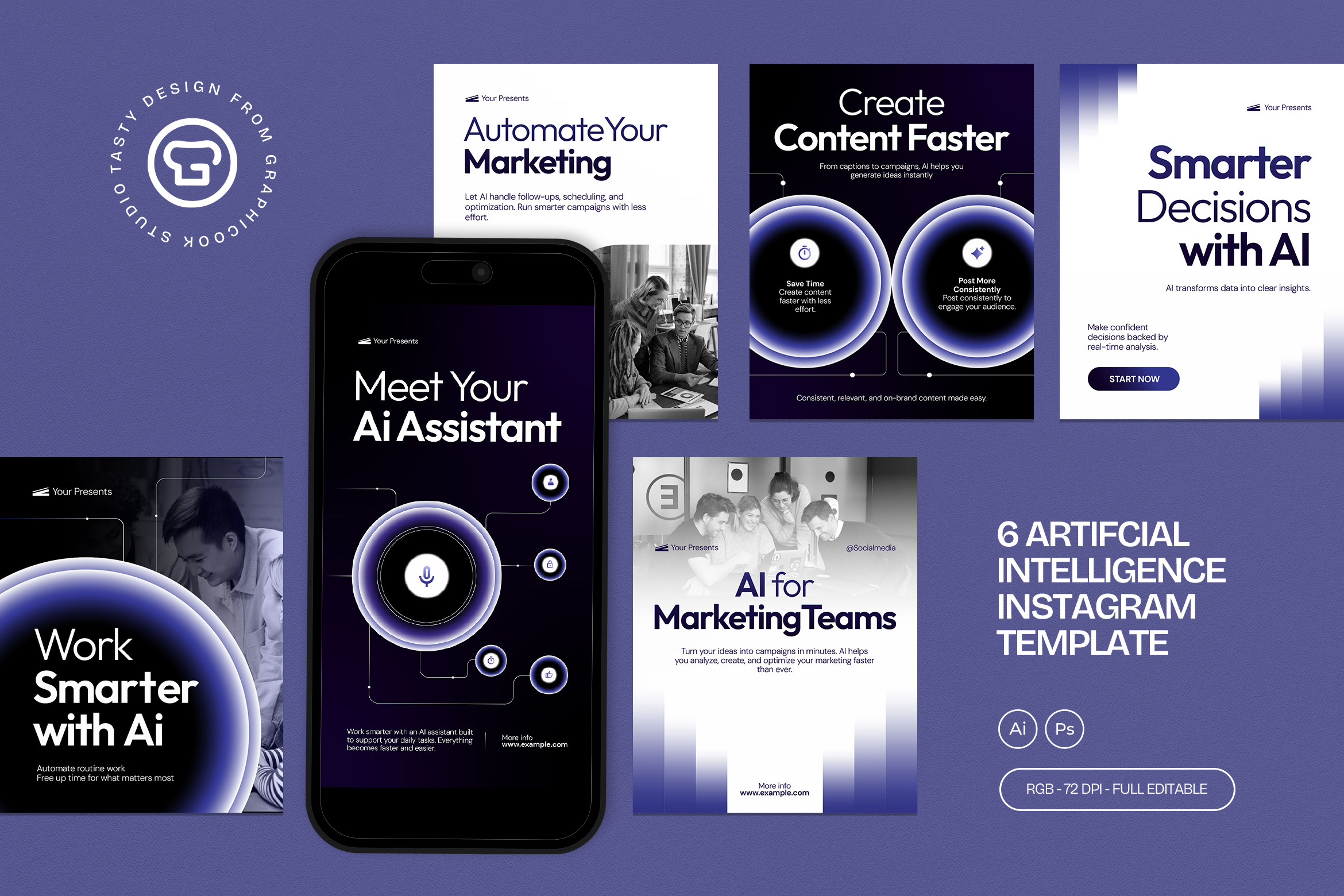 AI Assistant Instagram Template, a Social Media Template by graphicook