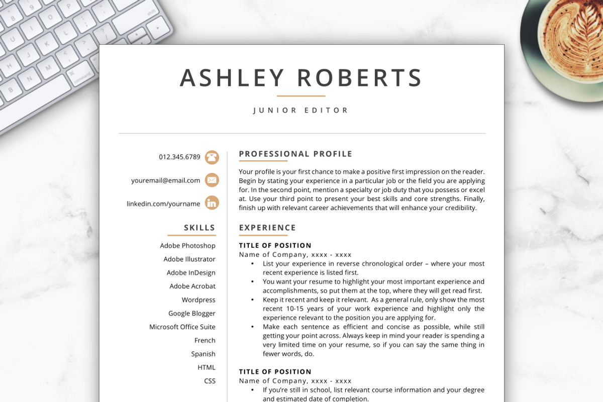 Resume/CV - Ashley, a Resume Template by Resume Template Studio