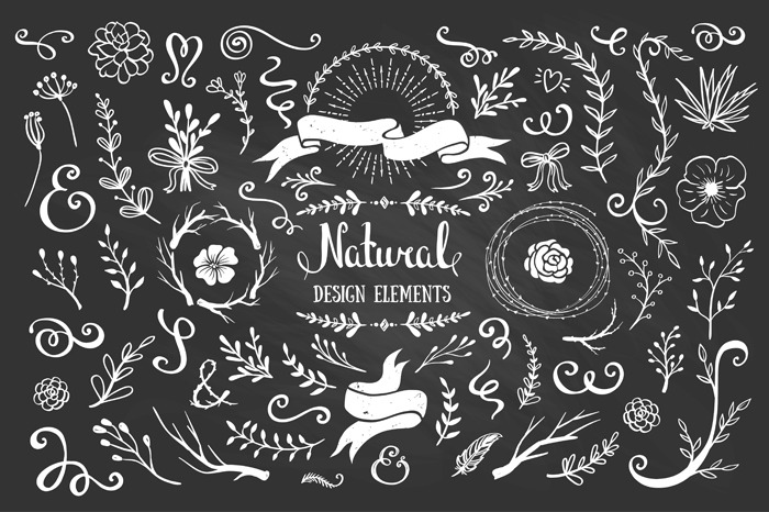 Natural hand drawn chalk elements, an Object Graphic by Alenkakarabanova