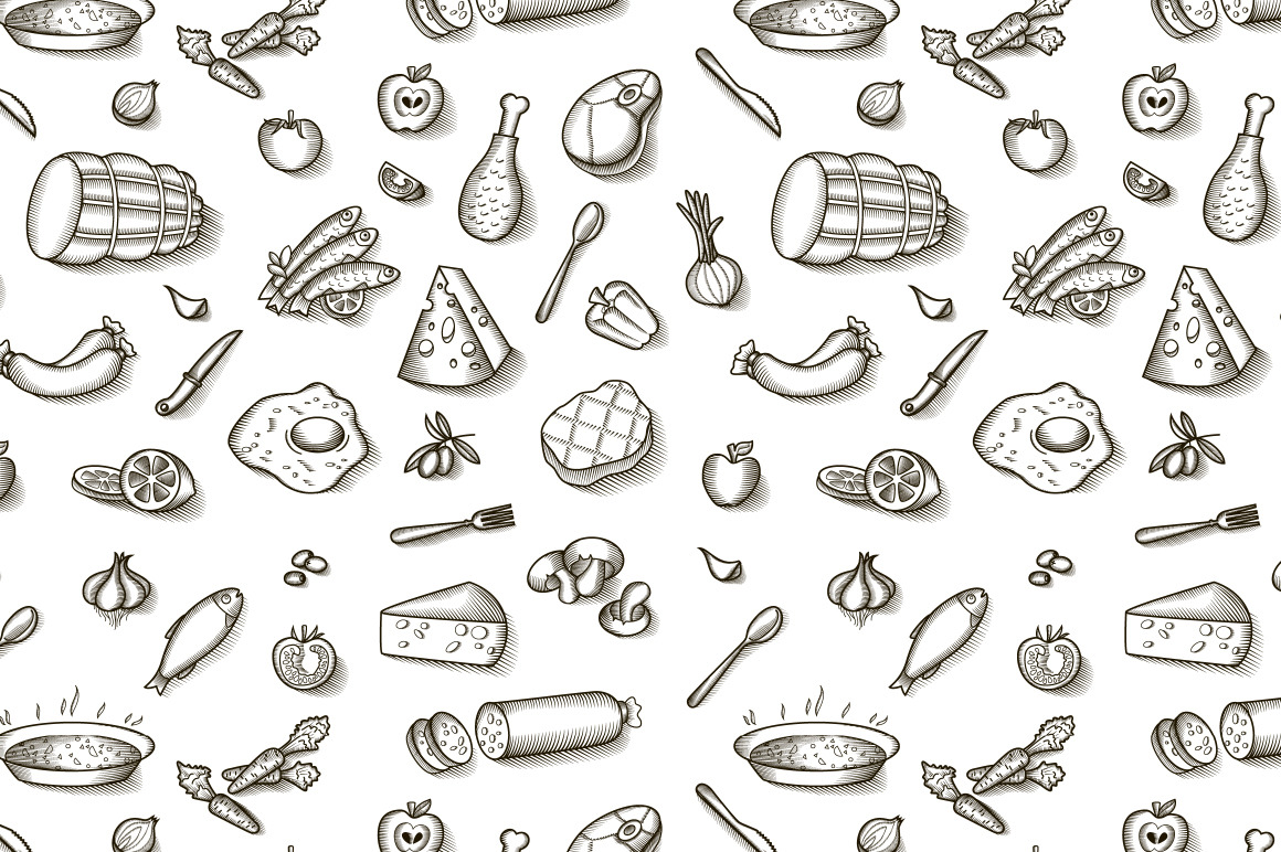 Vintage Food Patterns, a Pattern Graphic by ItemBridge