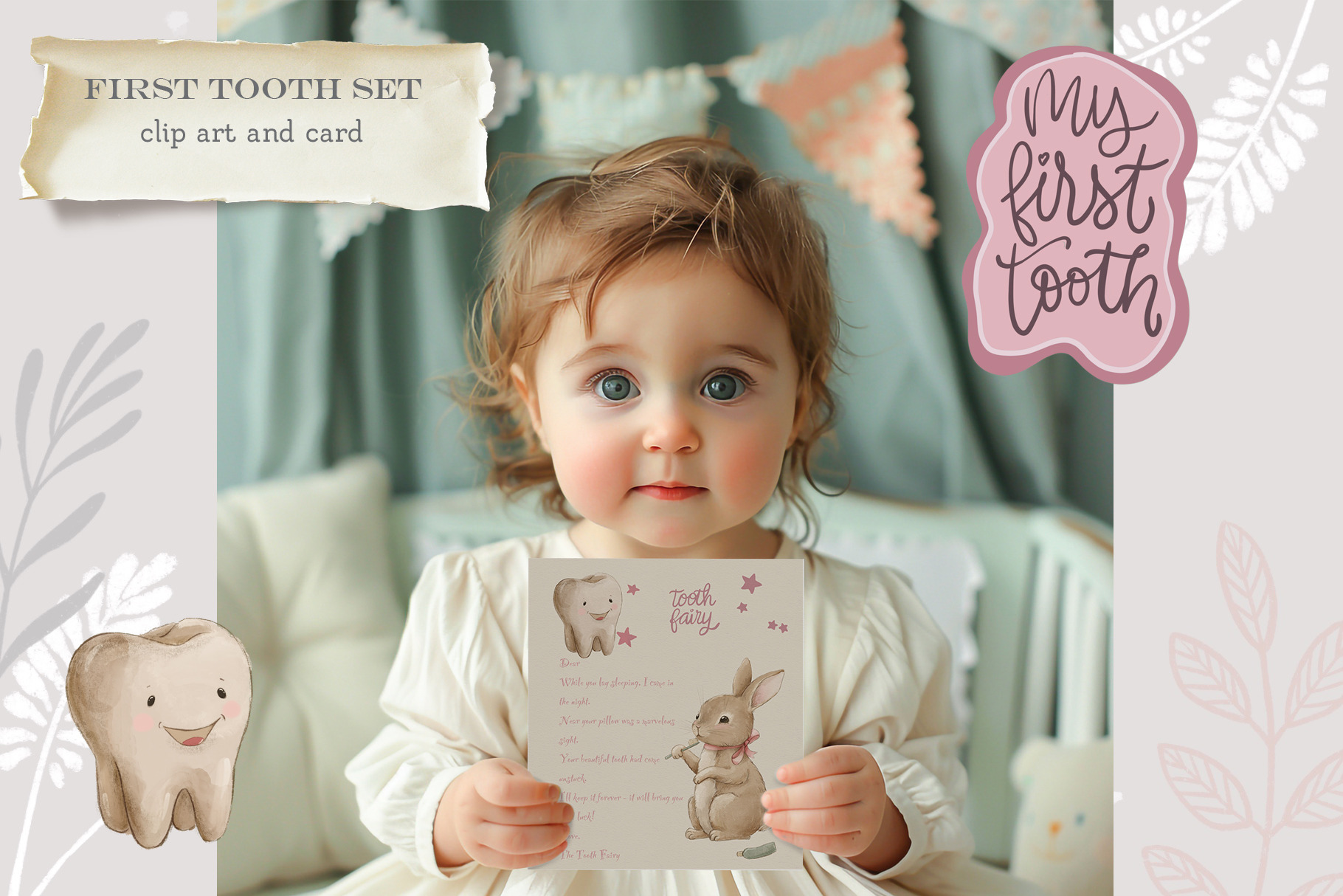 First Tooth clipart & card | Creative Market