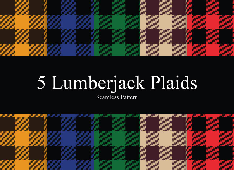 5 Lumberjack Plaid Seamless Patterns, a Pattern Graphic by VecFashion Ltd.