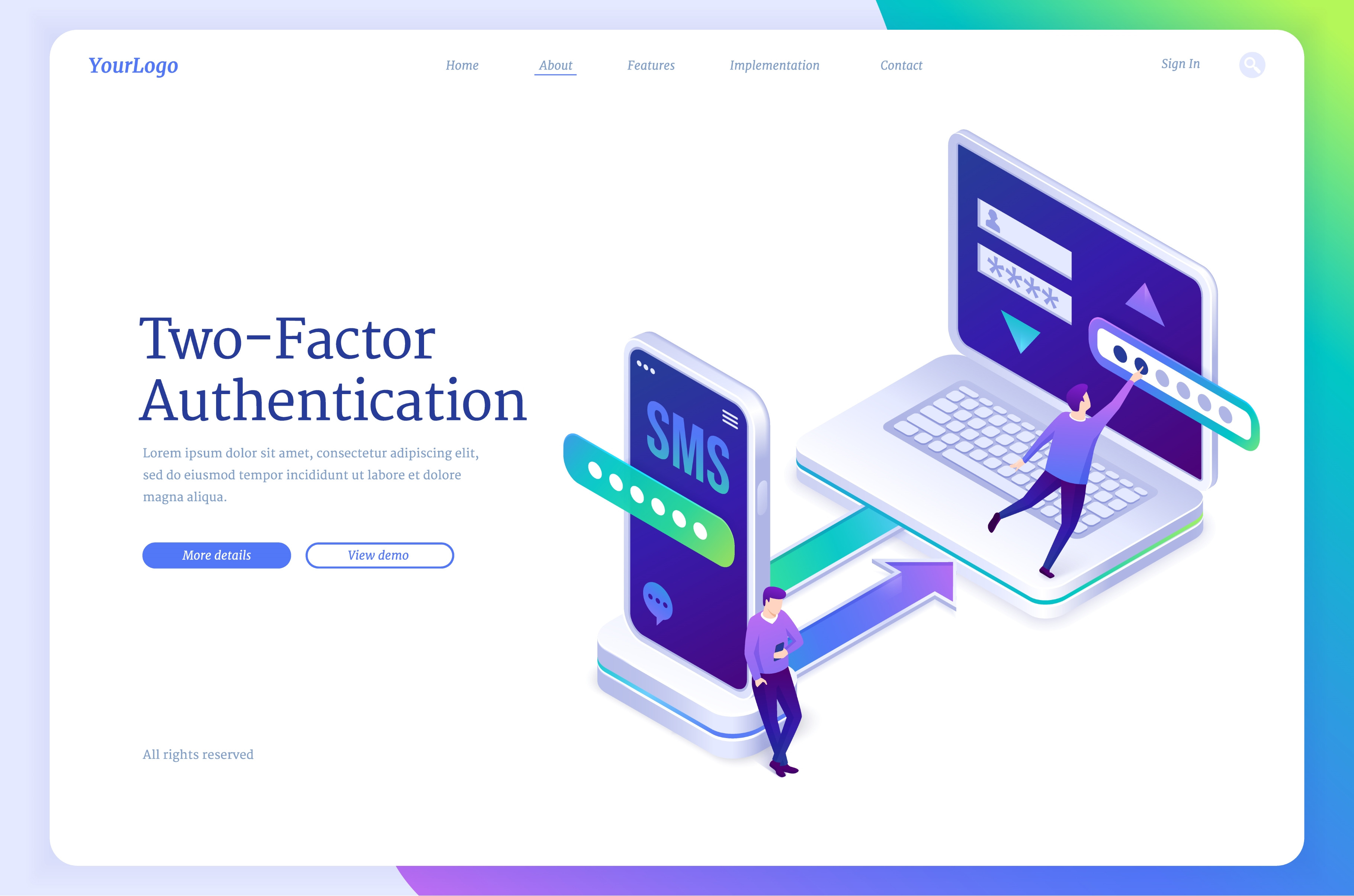 Two-factor authentication with | Technology Illustrations ~ Creative Market