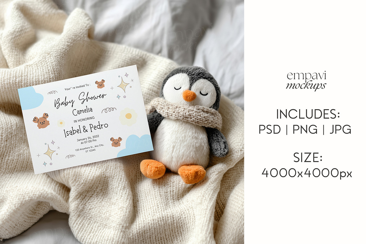 7x5 Landscape Invitation Card Mockup, a Mockup by EmpaviMockups
