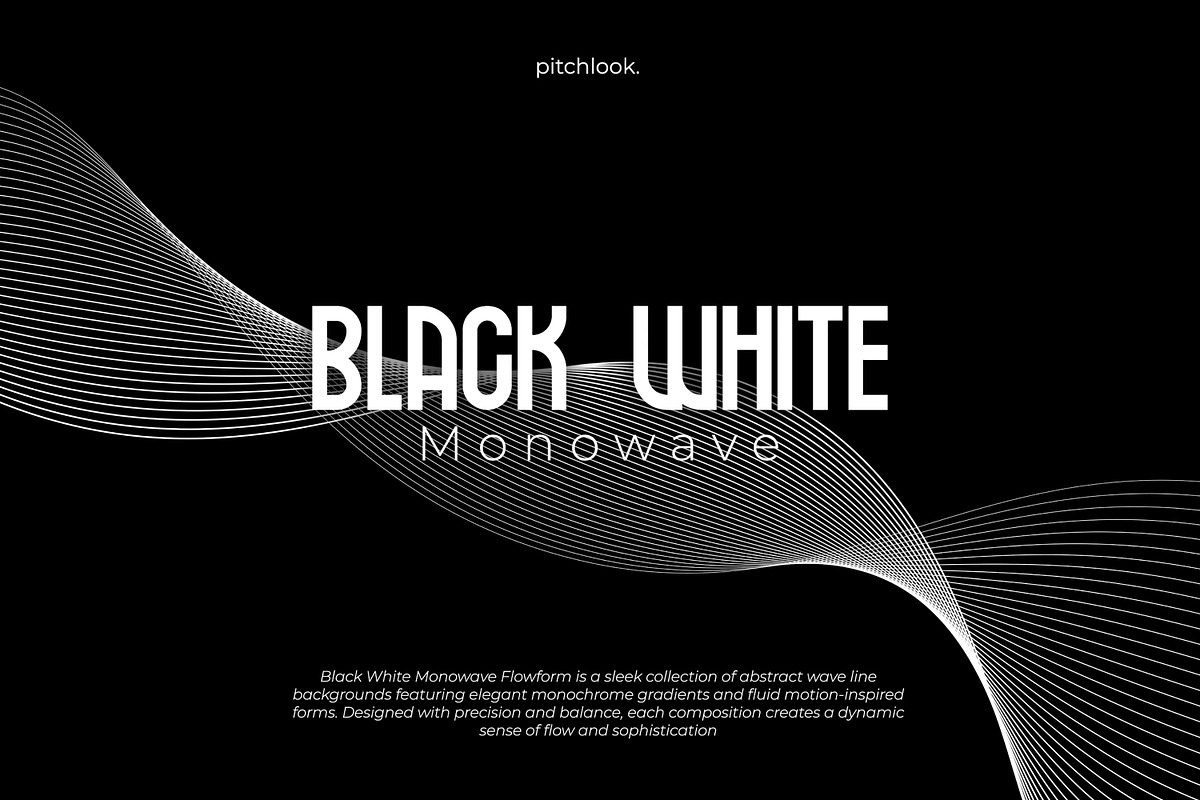 Black White Monowave Flowform, a Background Graphic by Pitchlook.Studio