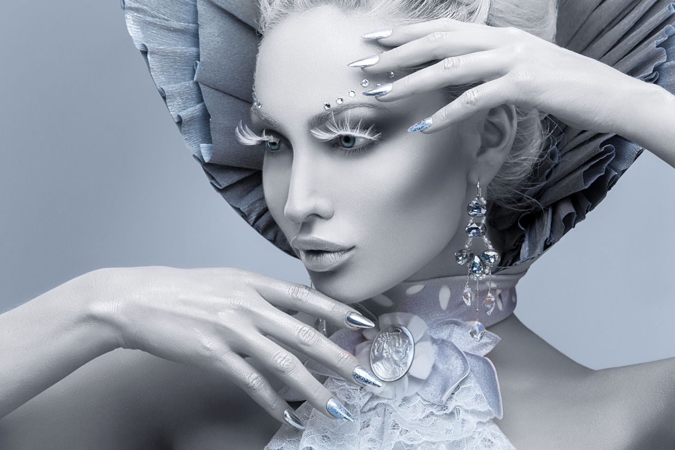 Closeup portrait of winter queen containing woman, winter, and queen, a ...