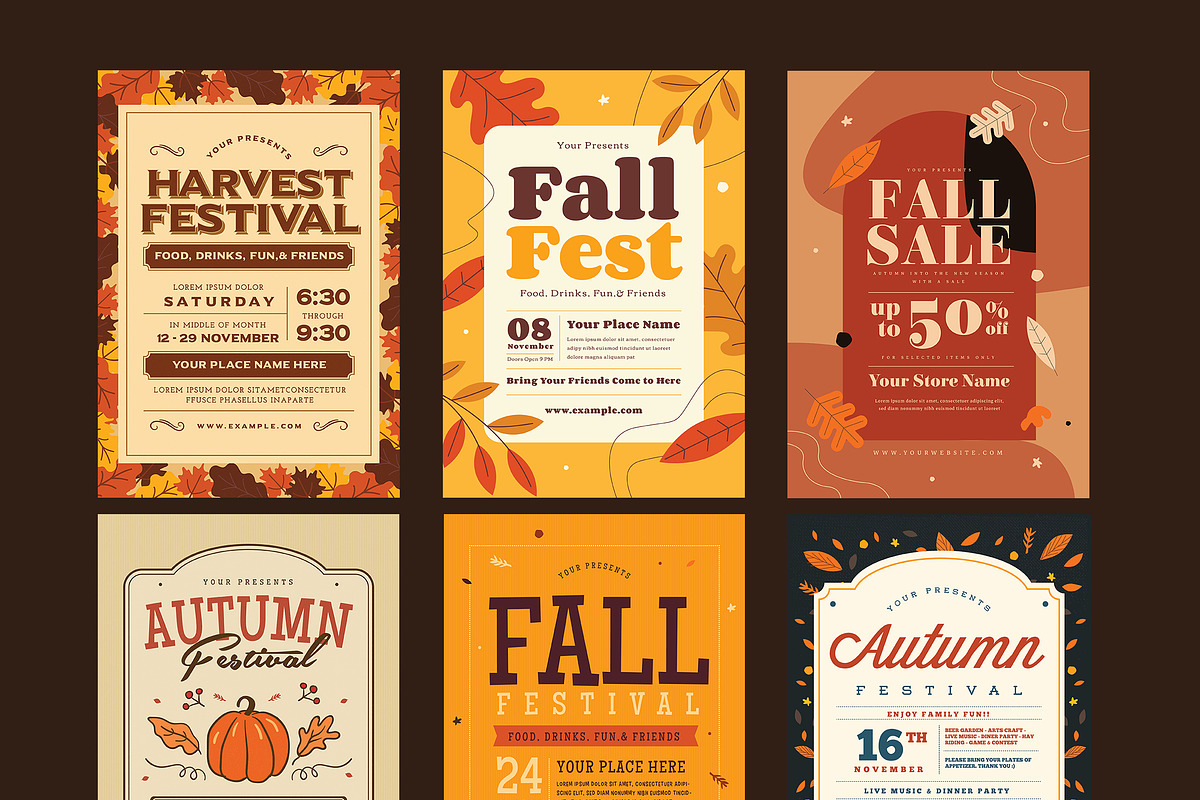 Autumn/ Fall Event Flyer Bundle, a Flyer Template by Guuver