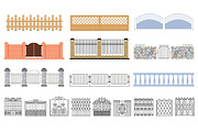 Metal Grid Fencing Set Of Different Designs | Decorative Illustrations ...