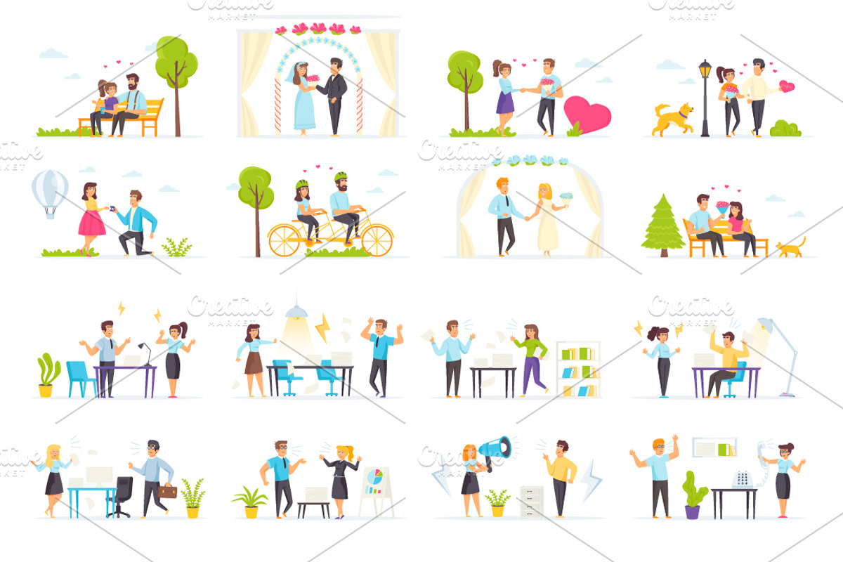 Flat Scene Situation Creator Kit, an Education Illustration by alexdndz ...