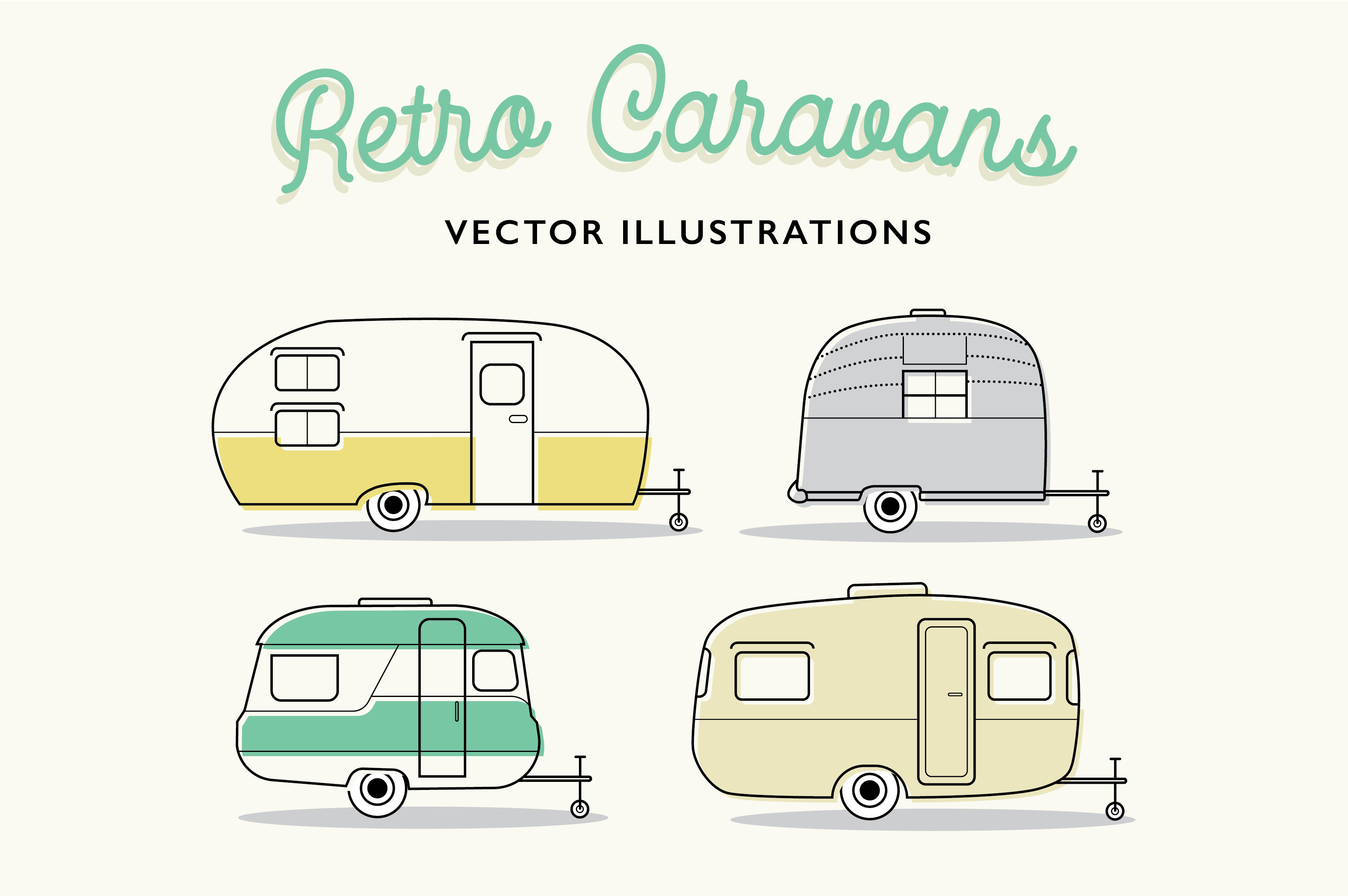 Retro Caravan Illustrations - Set 3, an Illustration by the cabin supply co
