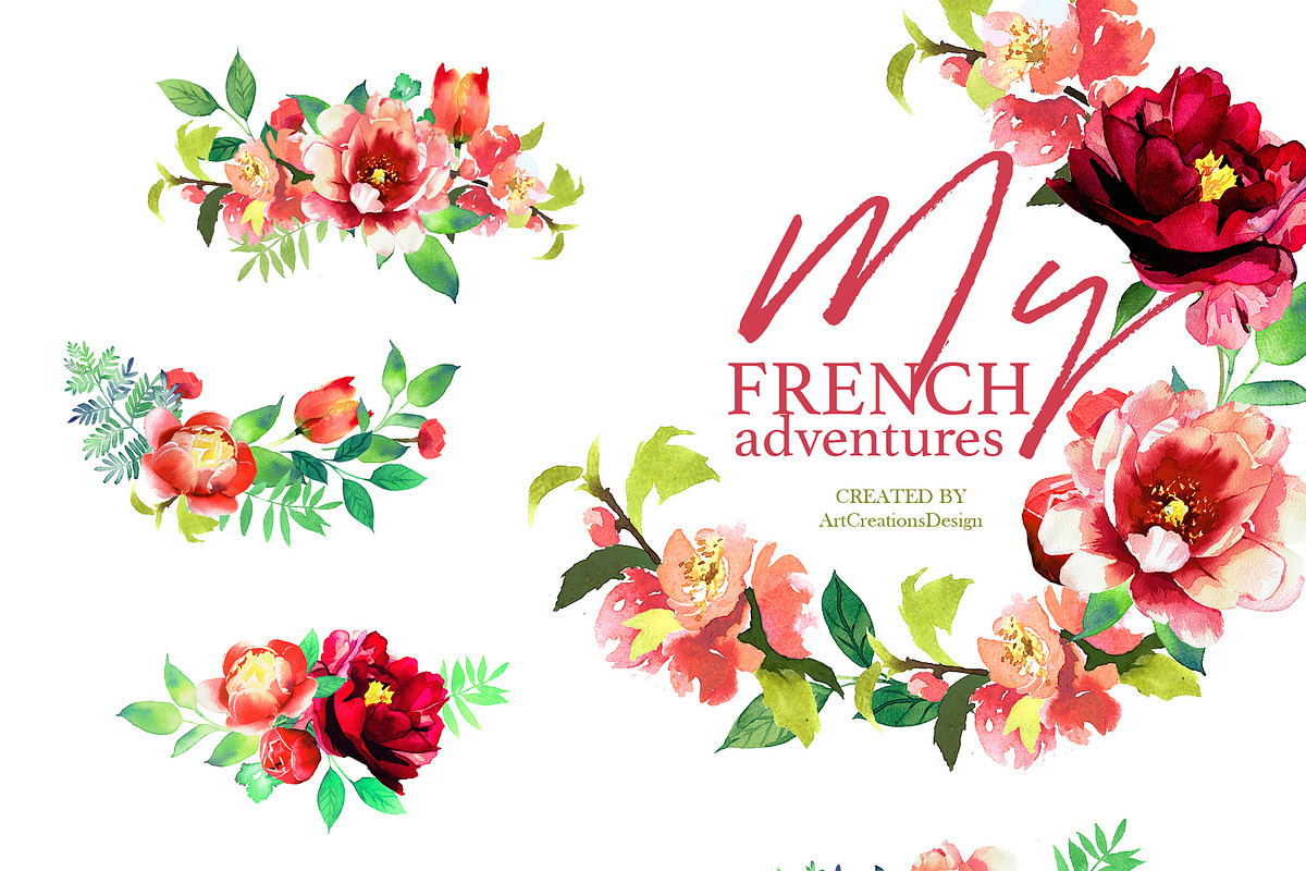Watercolor French Adventures Clipart, a Person Illustration by ...