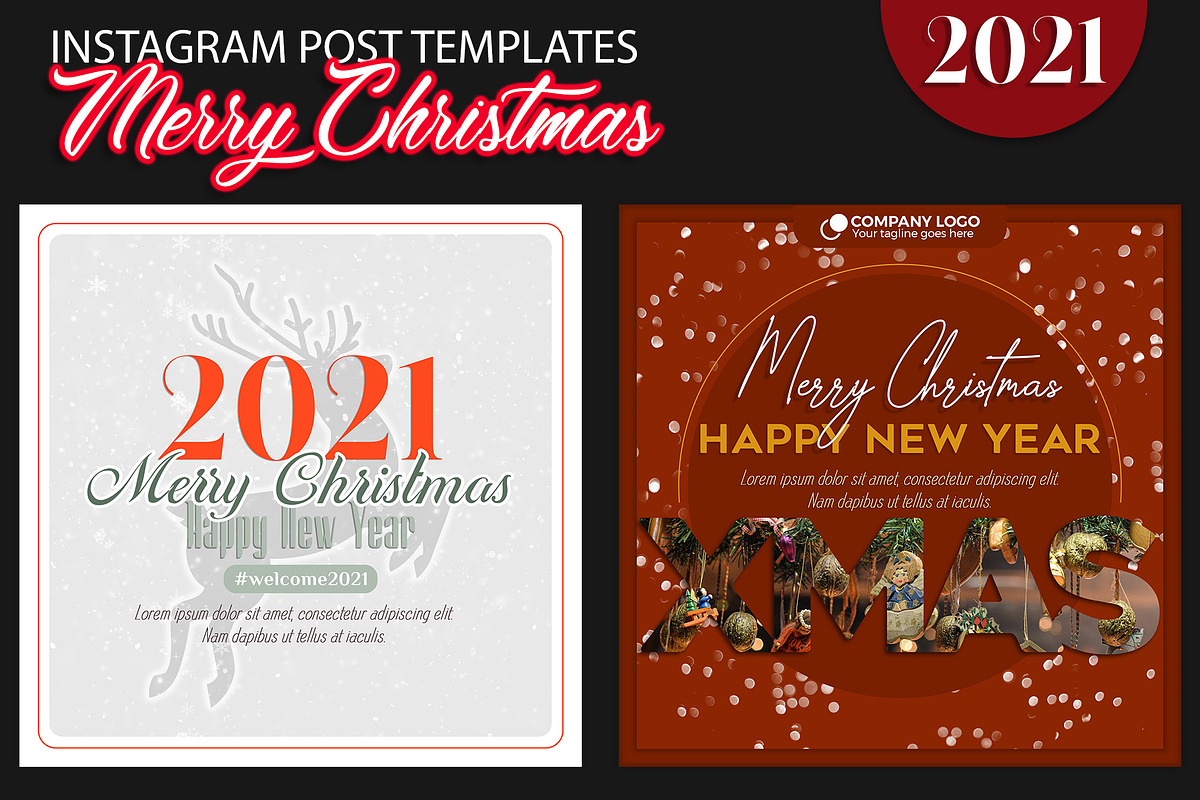 Christmas Instagram Post Templates, a Social Media Template by illycreative