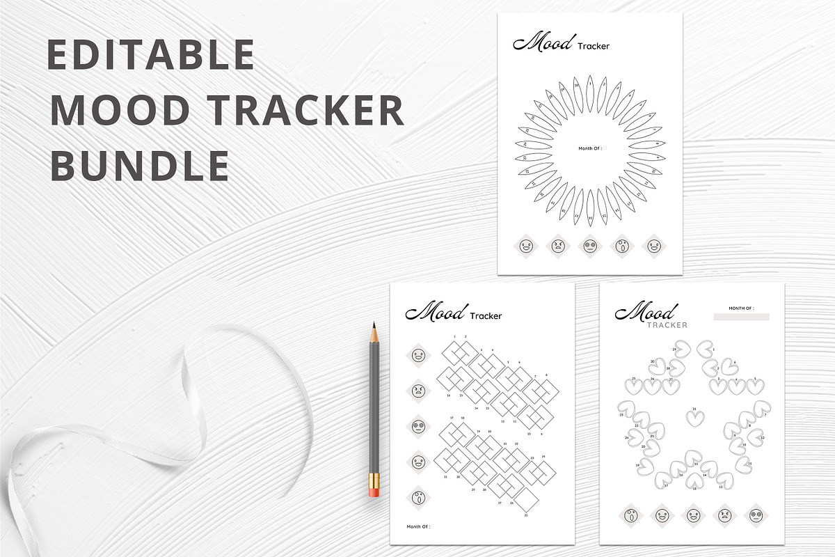 Editable Mood Tracker, a Stationery Template by Design Zone