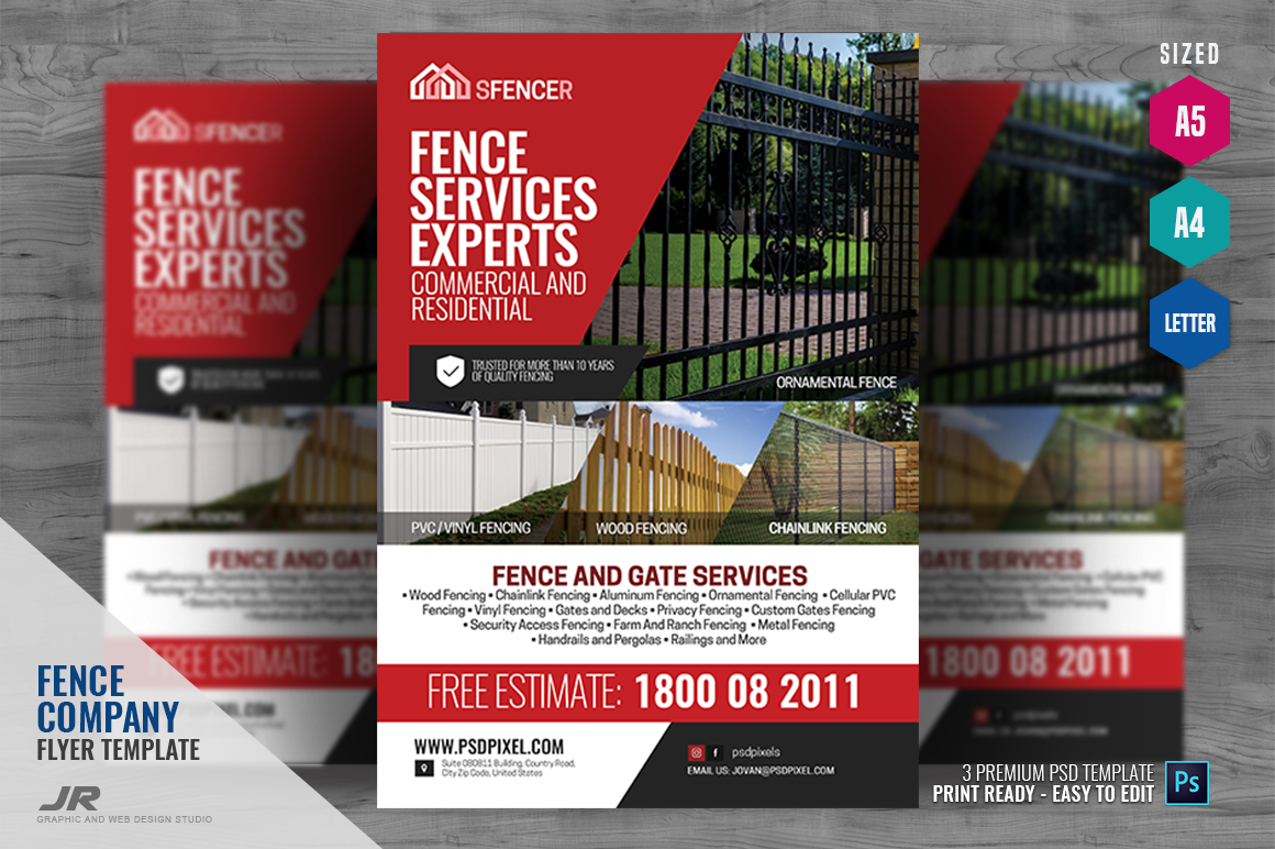 Fencing Company Flyer, a Flyer Template by PSDPixel