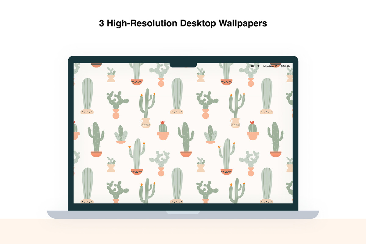Illustrated Cactus Wallpaper Set, an Object Illustration by jwrightxd