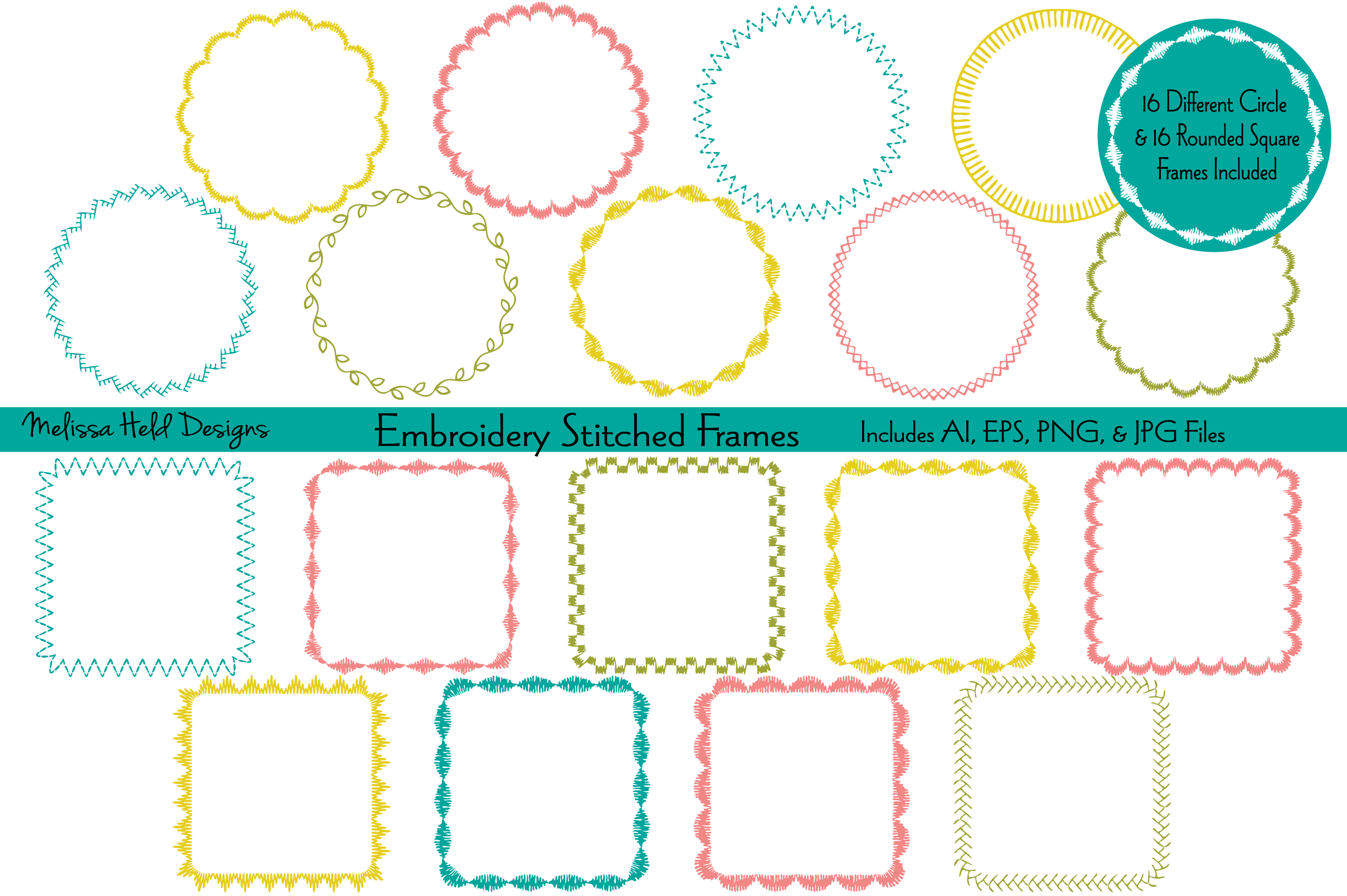 Embroidery Stitched Frames, a Decorative Illustration by Melissa Held ...