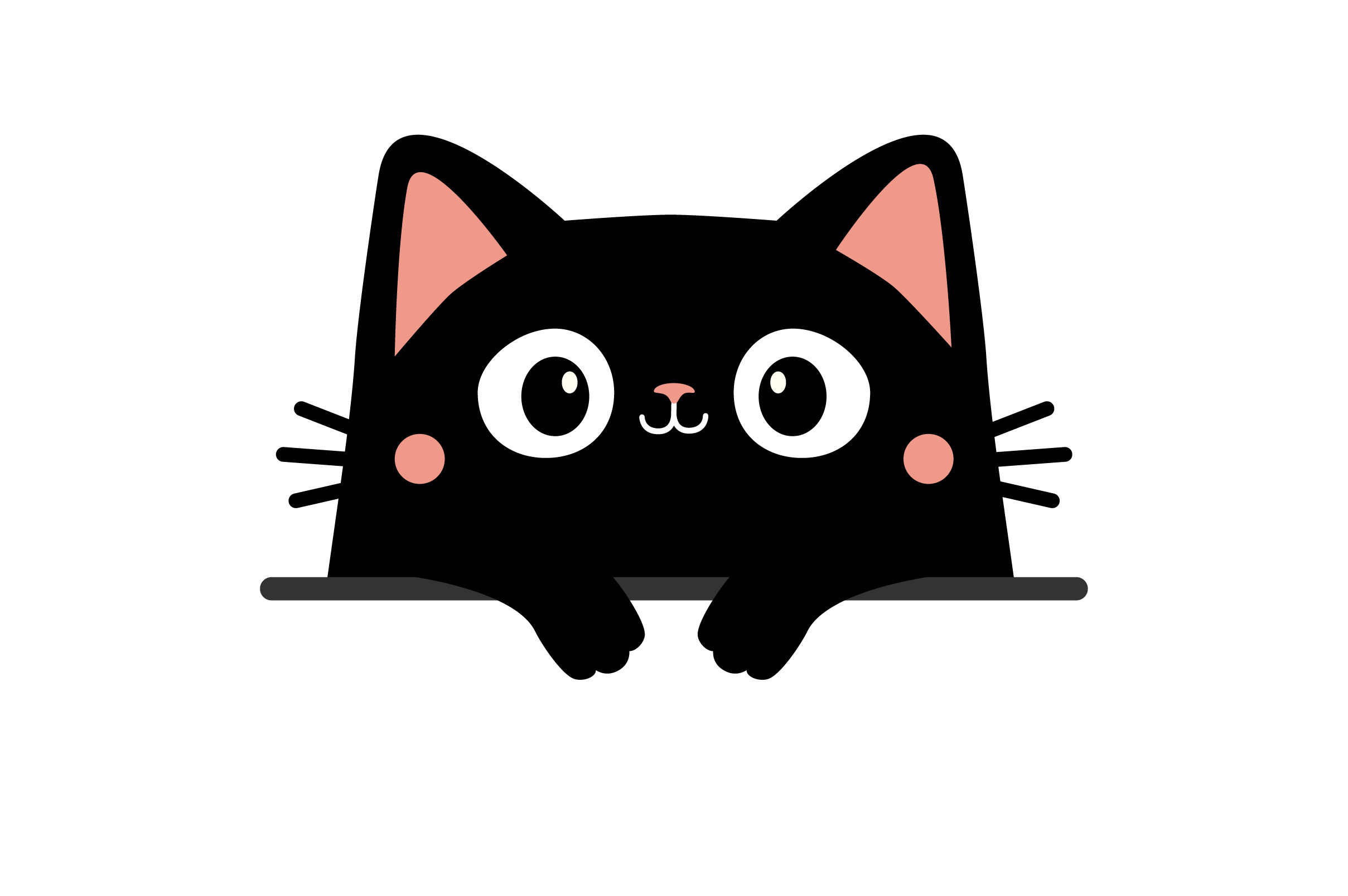 Peeking cat kitten. Flat design, an Animal Illustration by Worldofvector