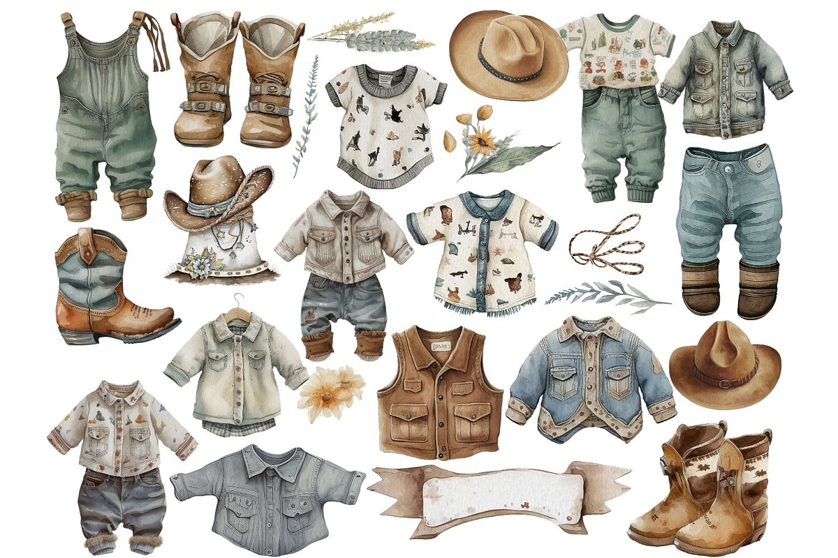 Baby Boy Cowboy Clipart, a Graphic by JBArt Clipart