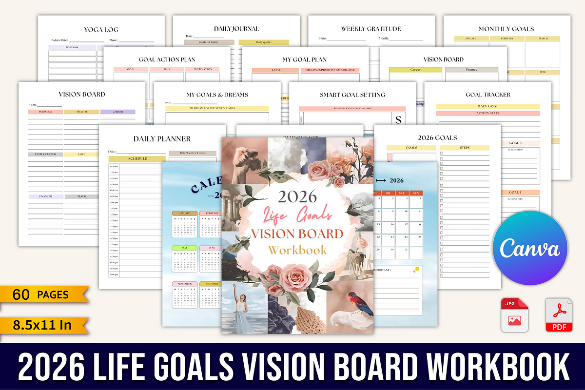 2026 Life Goals Vision Board Workbook
