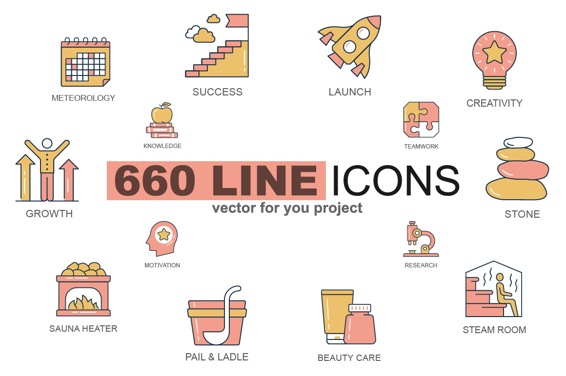 Vector Flat Line Icons Pack, an Outline Icon by alexdndz