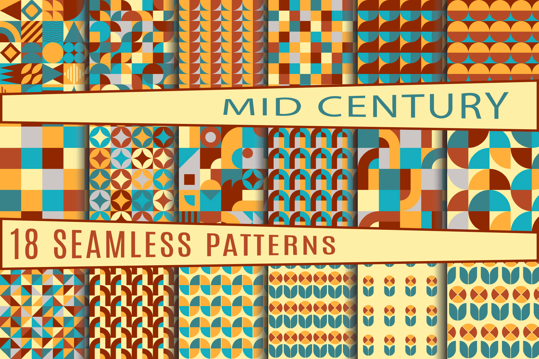 18 Mid Century Modern Patterns | Creative Market