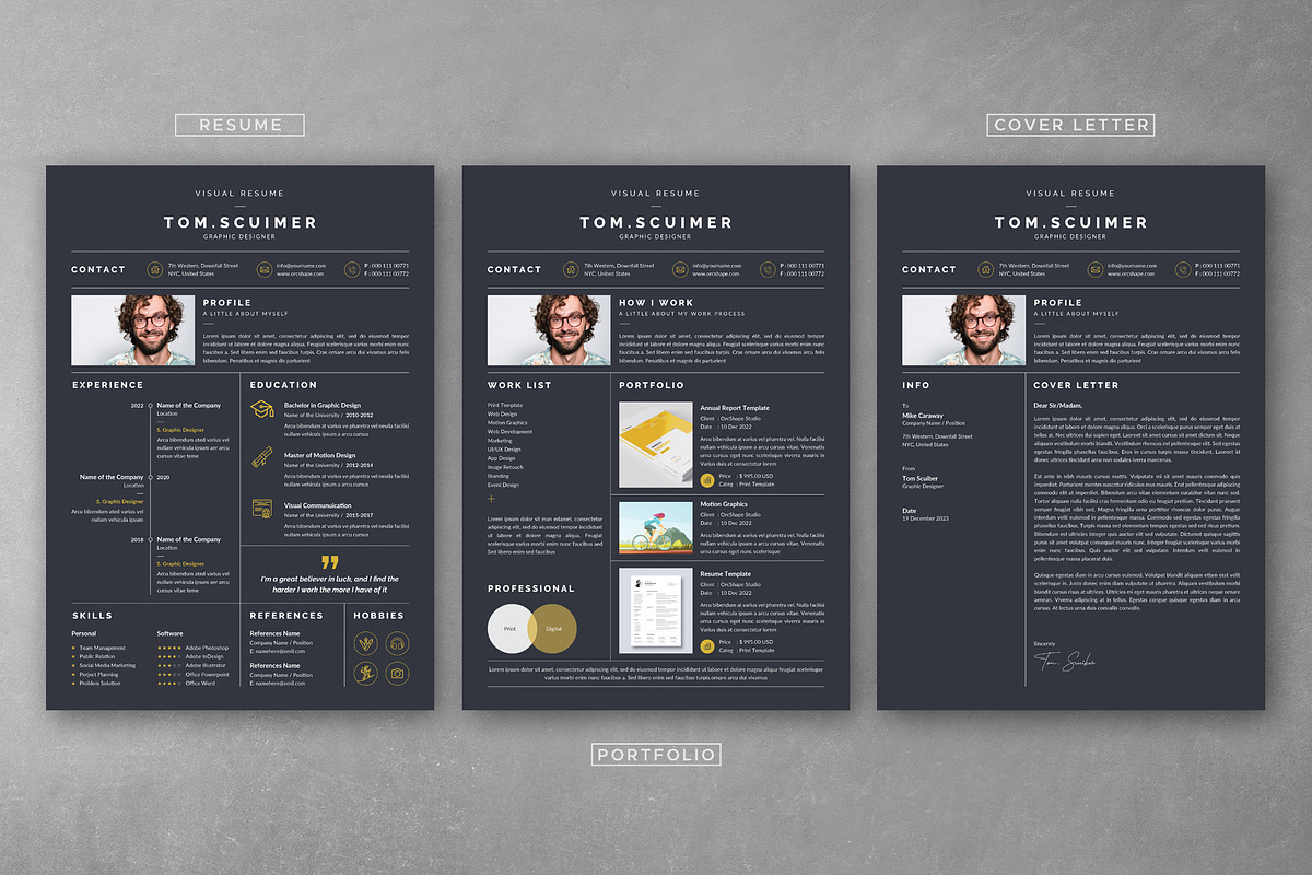 Visual Resume, a Resume Template by OrcShape | Creative Market