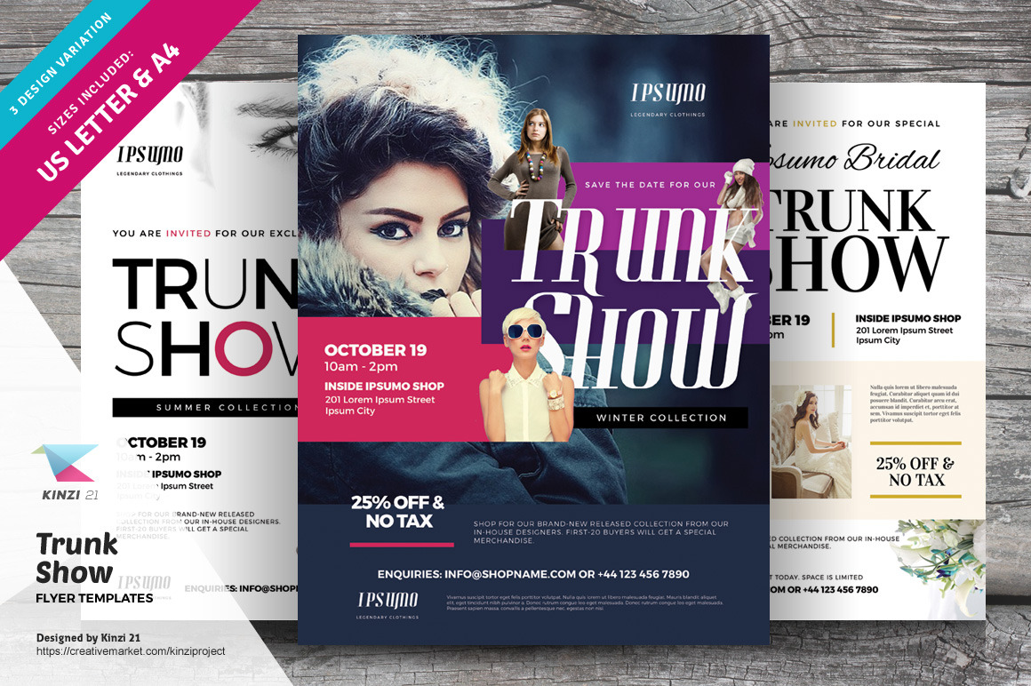 Trunk Show Flyer Templates, a Flyer Template by kinzi21 | Creative Market