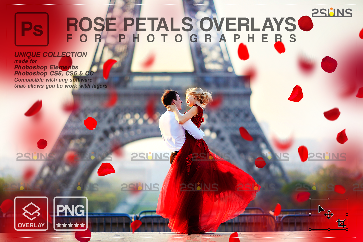 RED Rose Petals photo overlays