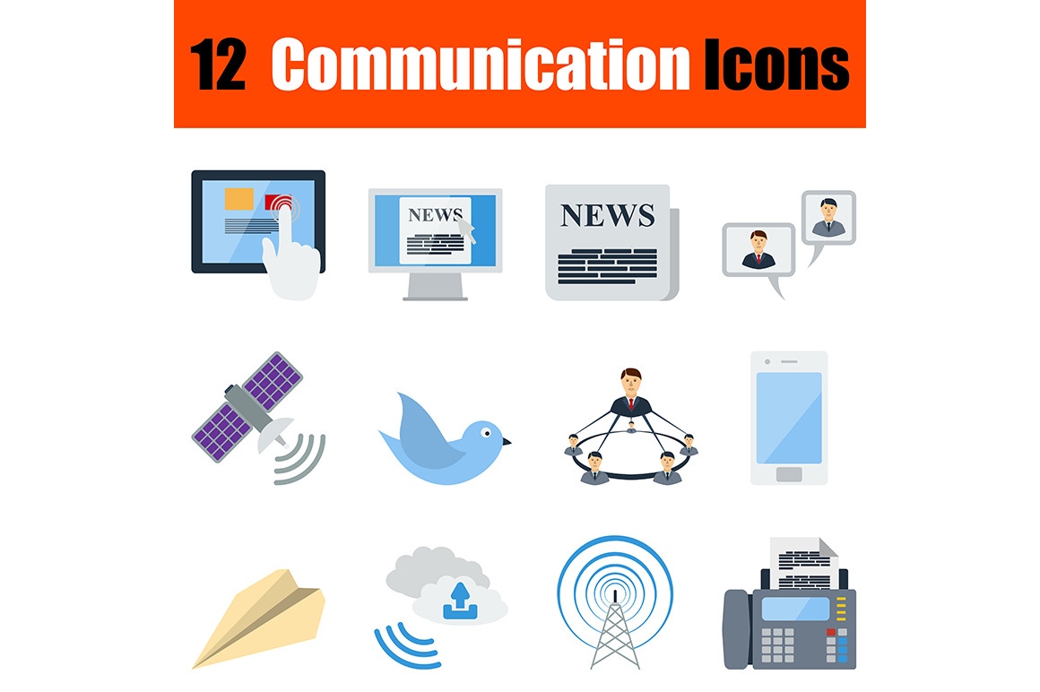 12 communication flat design icons | Icons ~ Creative Market