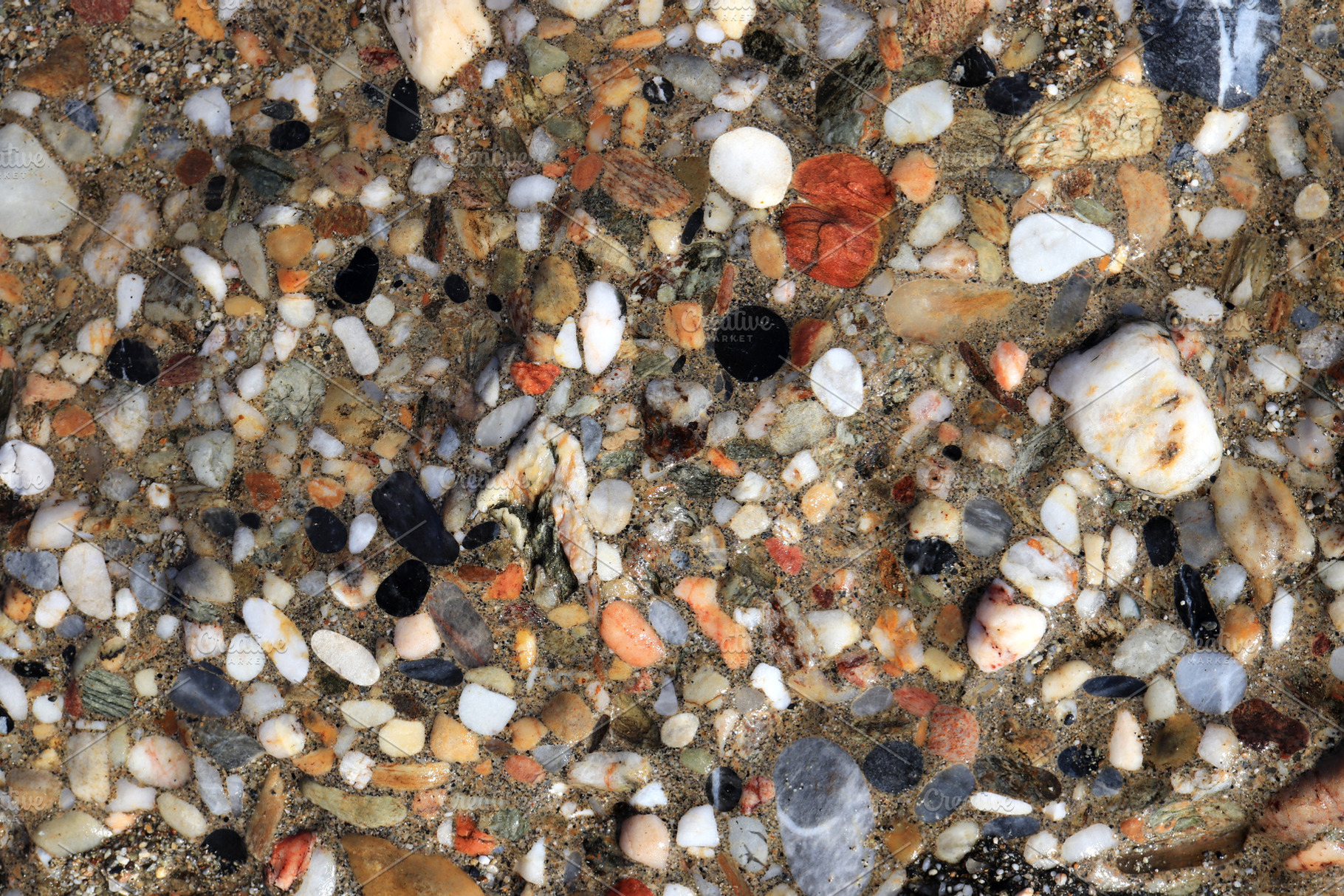 Weathered sea concrete texture containing natural, pebble, and small, a ...