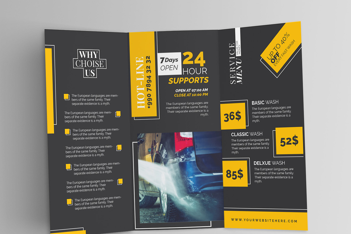 Car Wash Tri-fold Brochure Template, a Brochure Template by MRI STUDIO