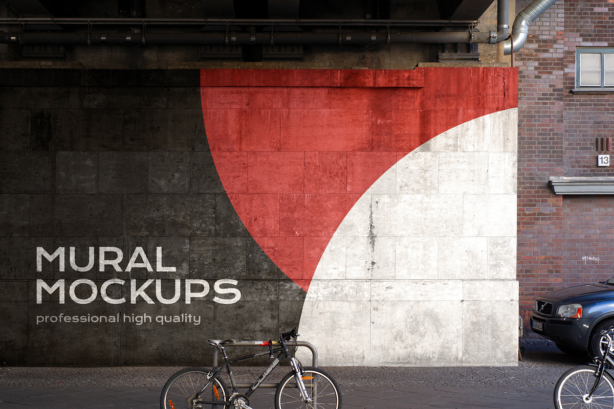 Street mural mockup bundle outdoor, an Advertising Mockup by FoundImages
