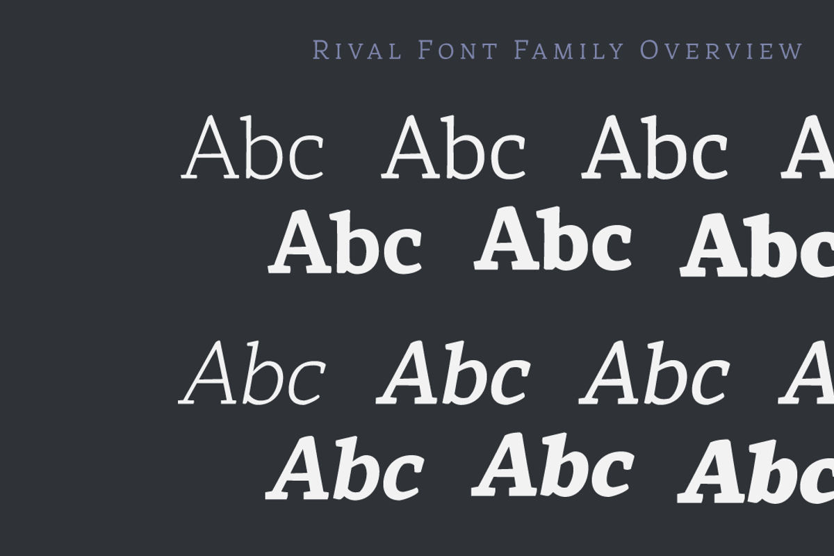 Rival Font Family, a Slab Serif Font by Mostardesign Type Foundry