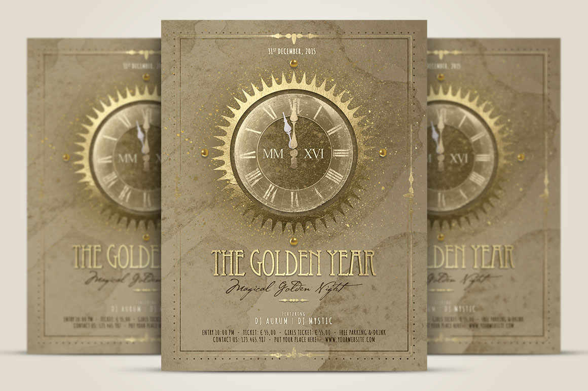 Alternative Golden Clock Night, a Flyer Template by Ade Concept