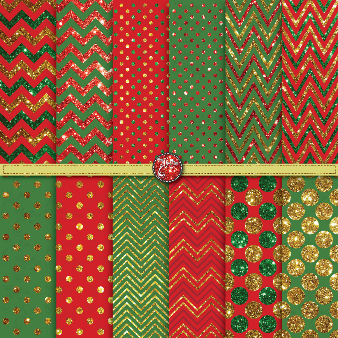 Christmas Glitter Digital Paper Set, a Texture Illustration by YenzArtHaut