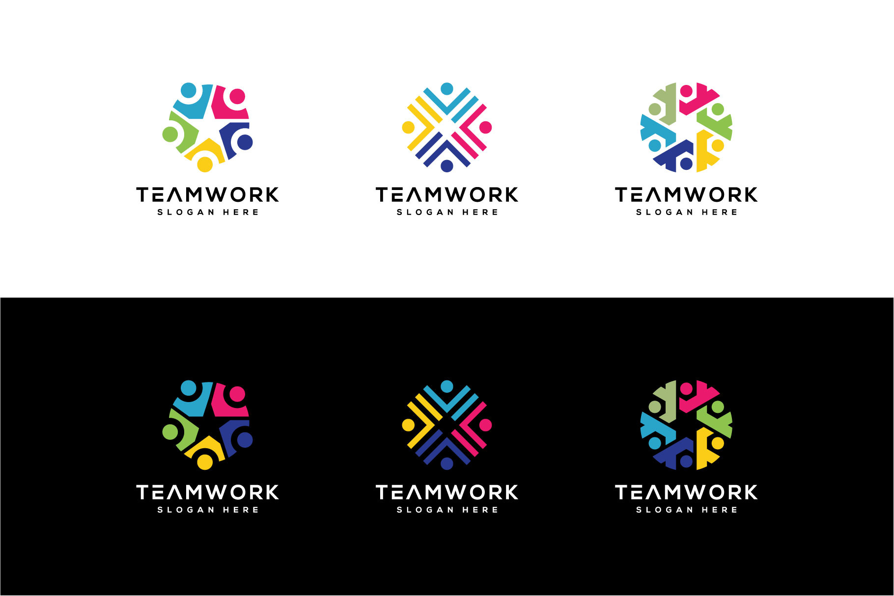 set of teamwork people community | Branding & Logo Templates ~ Creative ...