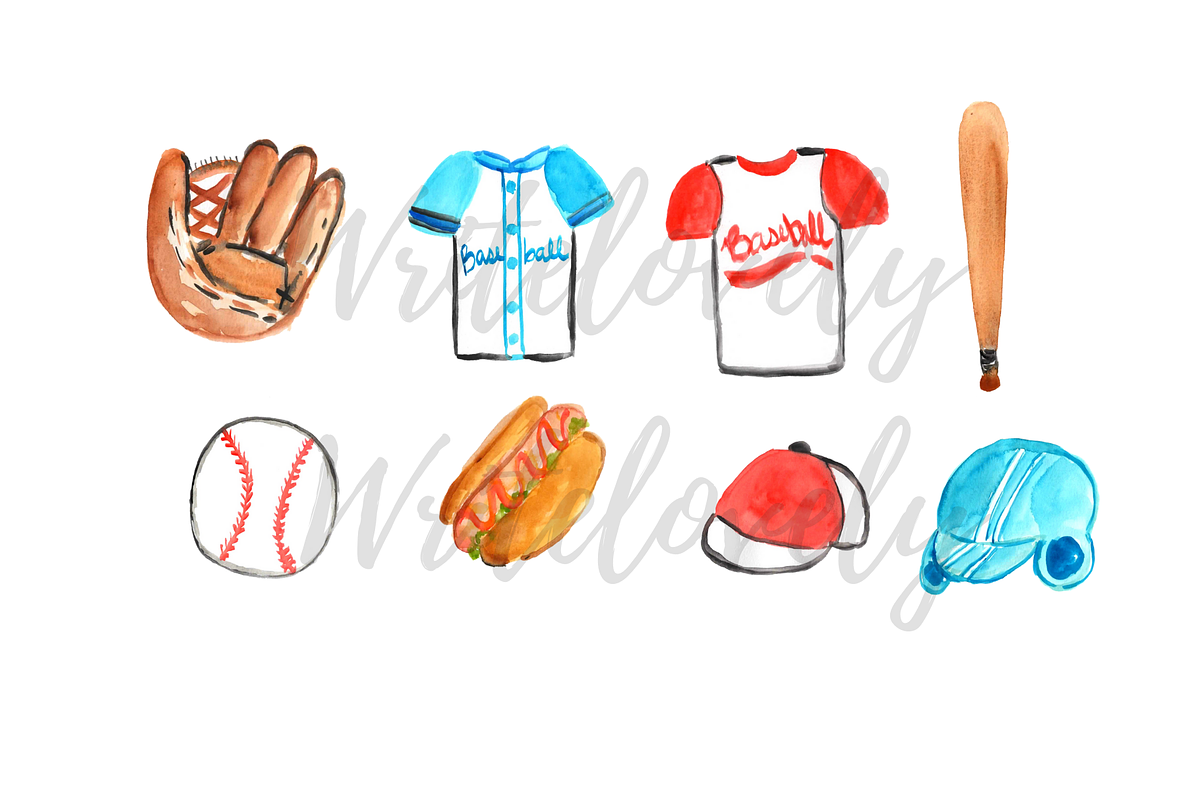 Watercolor baseball sports clipart, an Illustration by Writelovely ...