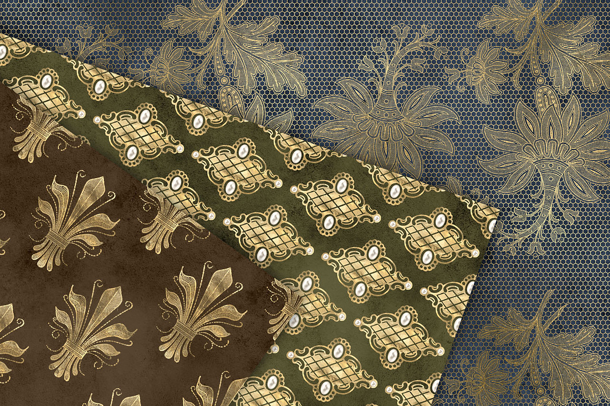 Victorian Distressed Gold Patterns, a Pattern Graphic by Digital Curio ...