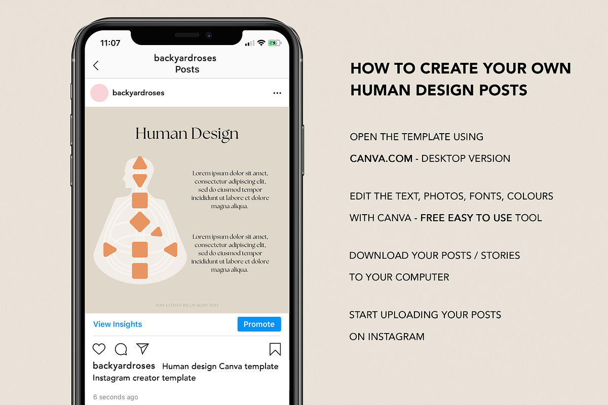 Human Design Instagram Template, a Social Media Template by Backyard Rose