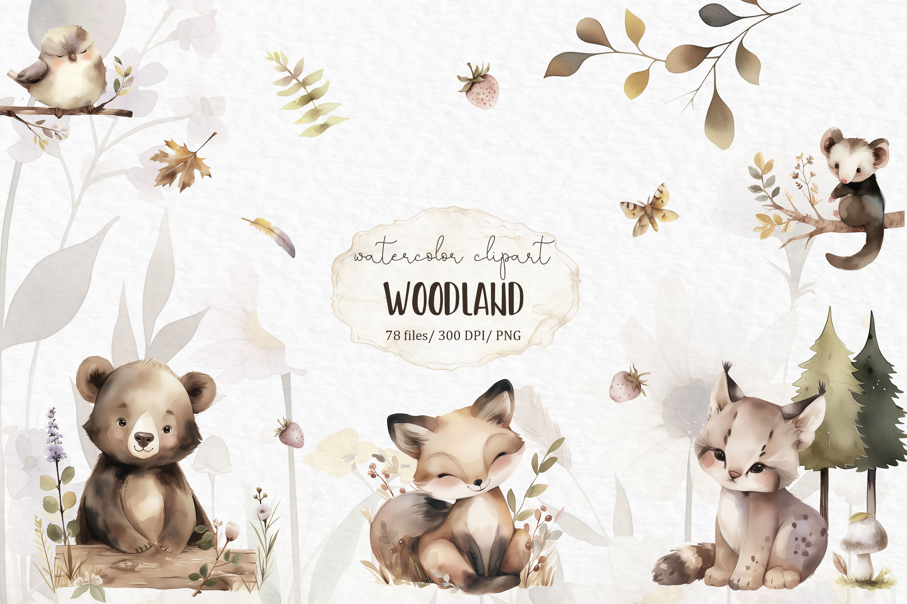 Woodland animals png clipart, an Object Graphic by MyLittleMeow