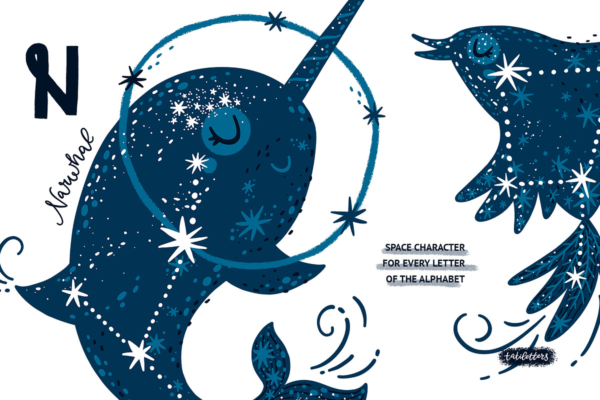 Space World / Animal Alphabet, an Animal Illustration by tatiletters